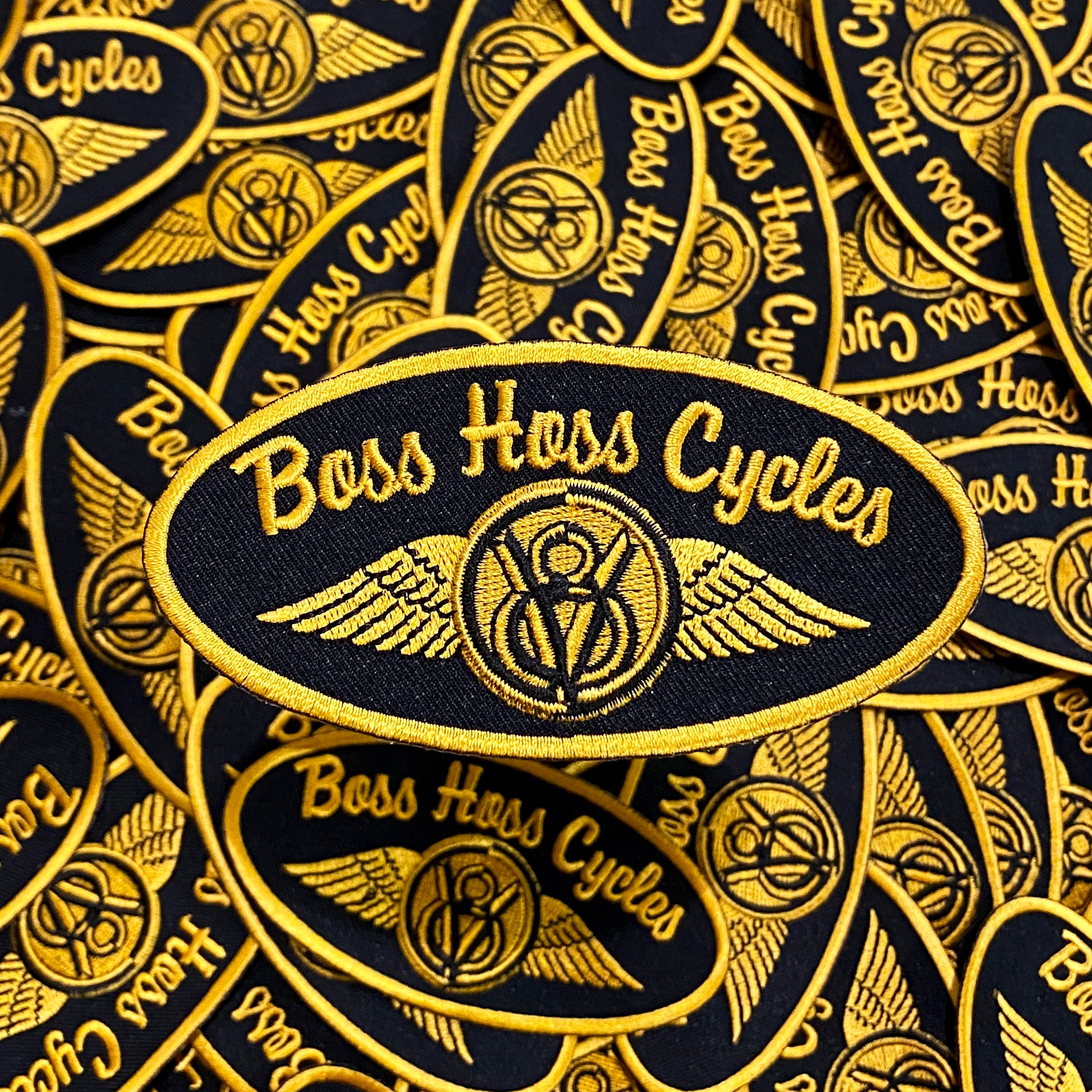 Embroidered Script Logo Patch Black – Boss Hoss Store